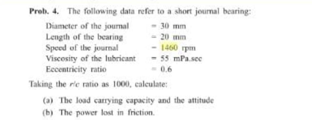 Solved Prob. 4. The following data refer to a short journal | Chegg.com