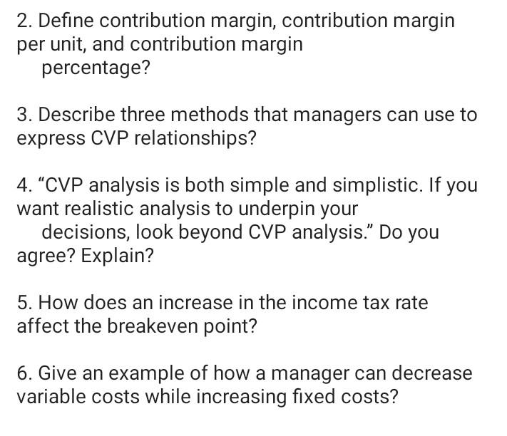 Solved 2. Define contribution margin, contribution margin | Chegg.com