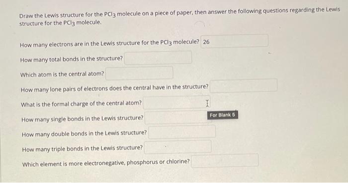 Solved Draw the Lewis structure for the PCI3 molecule on a | Chegg.com