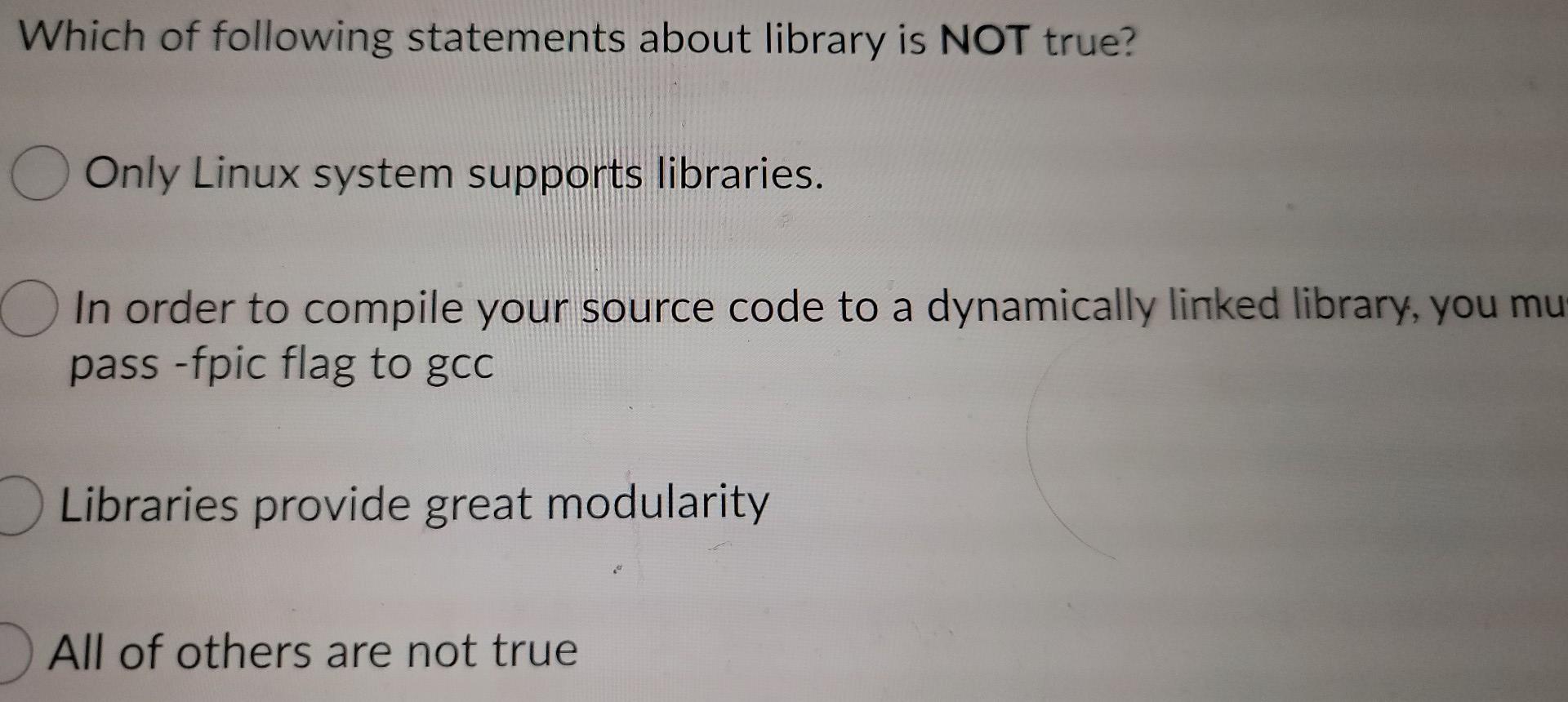 Solved Which of following statements about library is NOT | Chegg.com