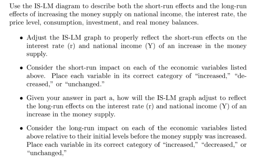 Solved DRAW THE GRAPH Use the IS-LM diagram to describe both | Chegg.com