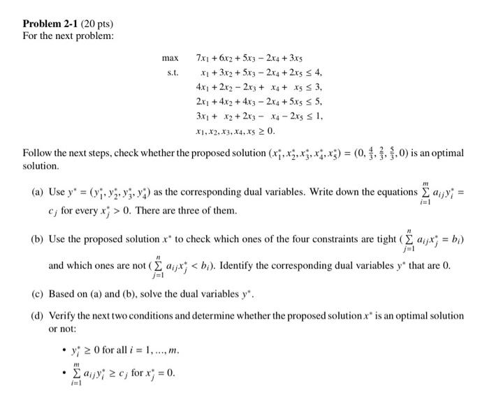 Solved Problem 2-1 (20 pts) For the next problem: | Chegg.com