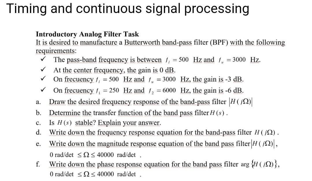 Solved Timing and continuous signal processing Introductory | Chegg.com