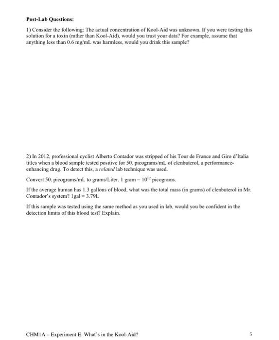 Solved Post-Lab Questions: 1) Consider the following: The | Chegg.com