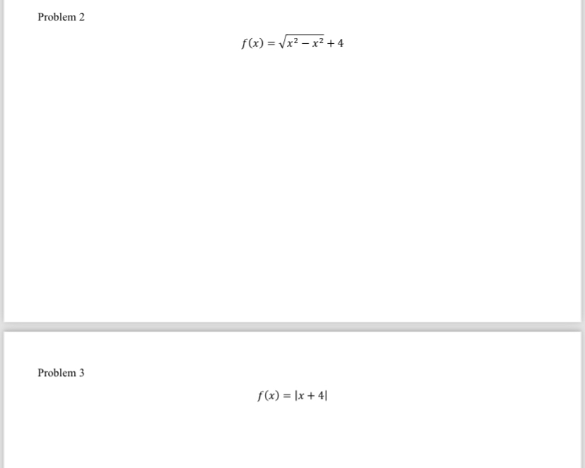 Solved For Each problem find -f(x) ﻿and f(-x) ﻿and determine | Chegg.com