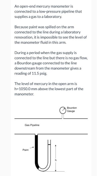Solved An open-end mercury manometer is connected to a | Chegg.com