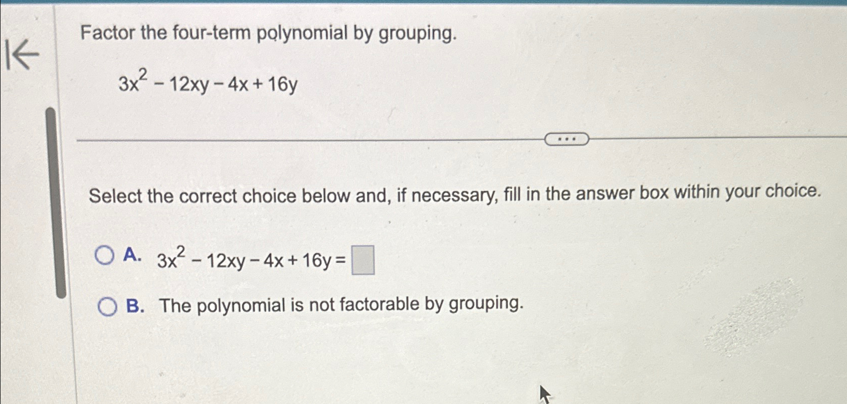 Solved Factor the four-term polynomial by | Chegg.com