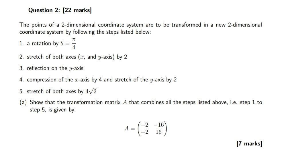 Solved Question 2: (22 marks] The points of a 2-dimensional | Chegg.com