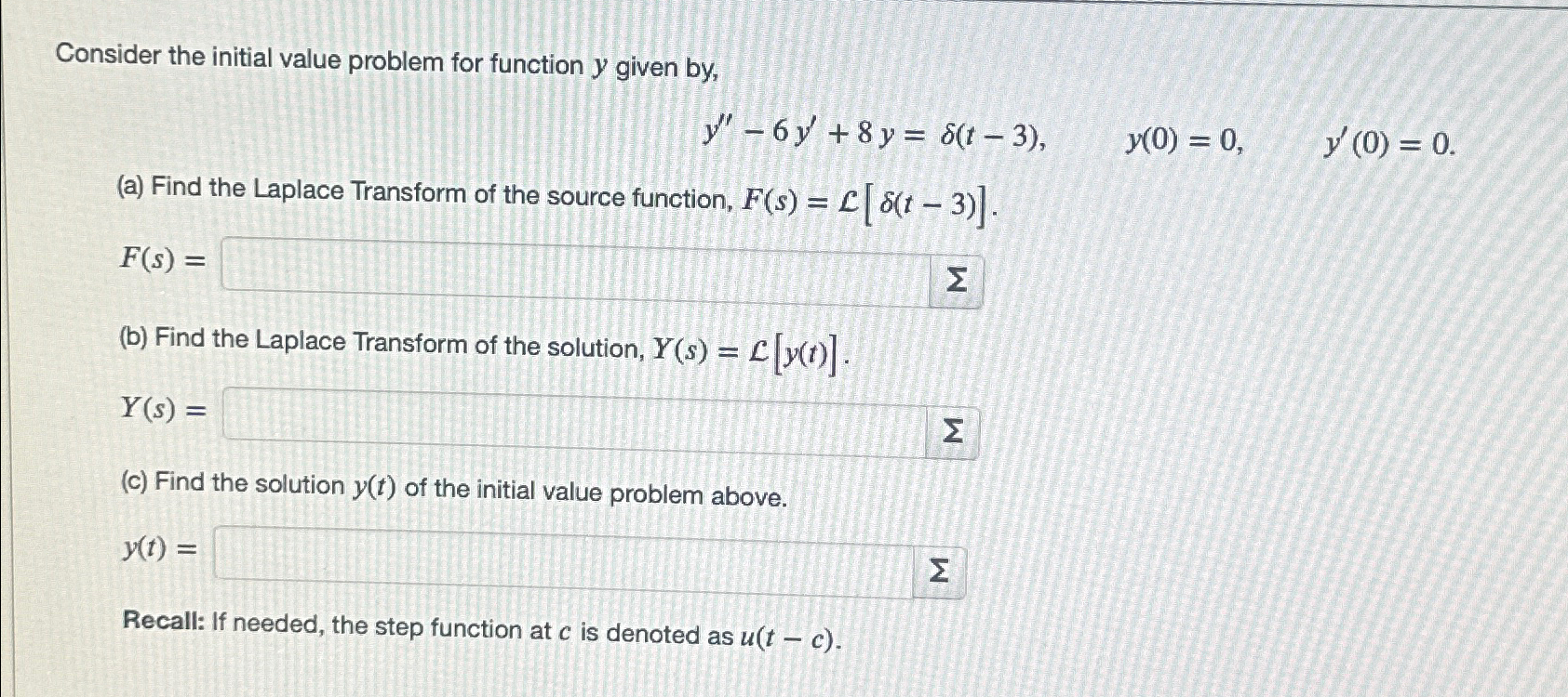 Solved Consider the initial value problem for function y | Chegg.com