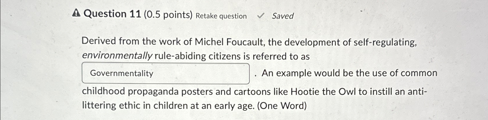 Solved A Question 11 ( 0.5 ﻿points) ﻿Retake question | Chegg.com