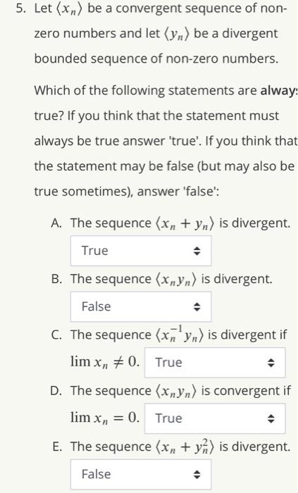 Solved 5. Let (xn) be a convergent sequence of non- zero | Chegg.com