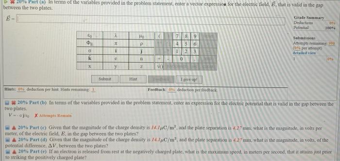 Solved Two very large parallel plates are perpendicular to | Chegg.com