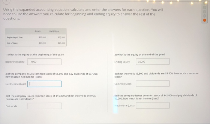 Solved Using the expanded accounting equation, calculate and | Chegg.com