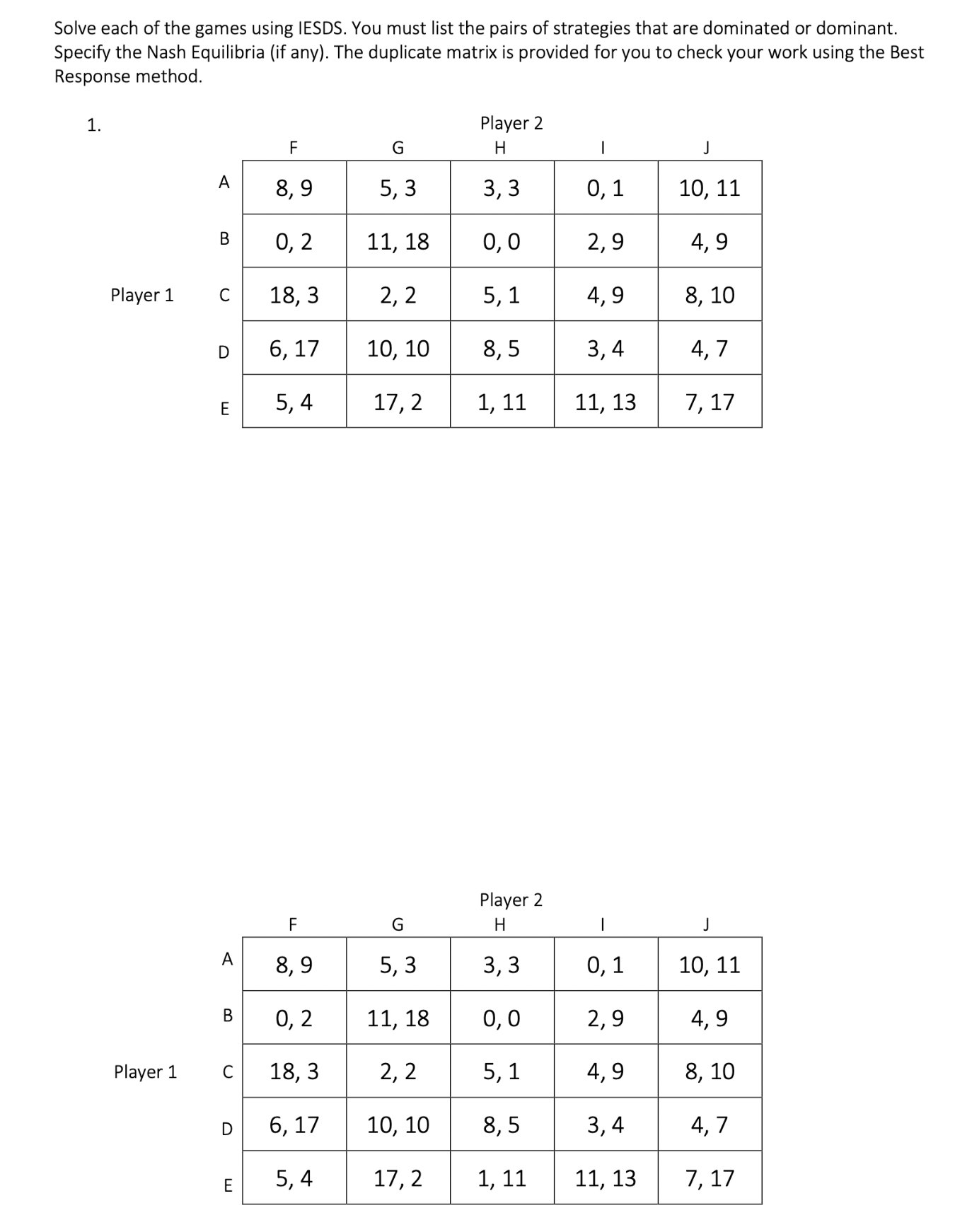 Solved Solve each of the games using IESDS. You must list | Chegg.com