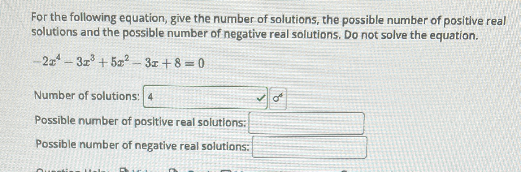 Solved For the following equation, give the number of | Chegg.com