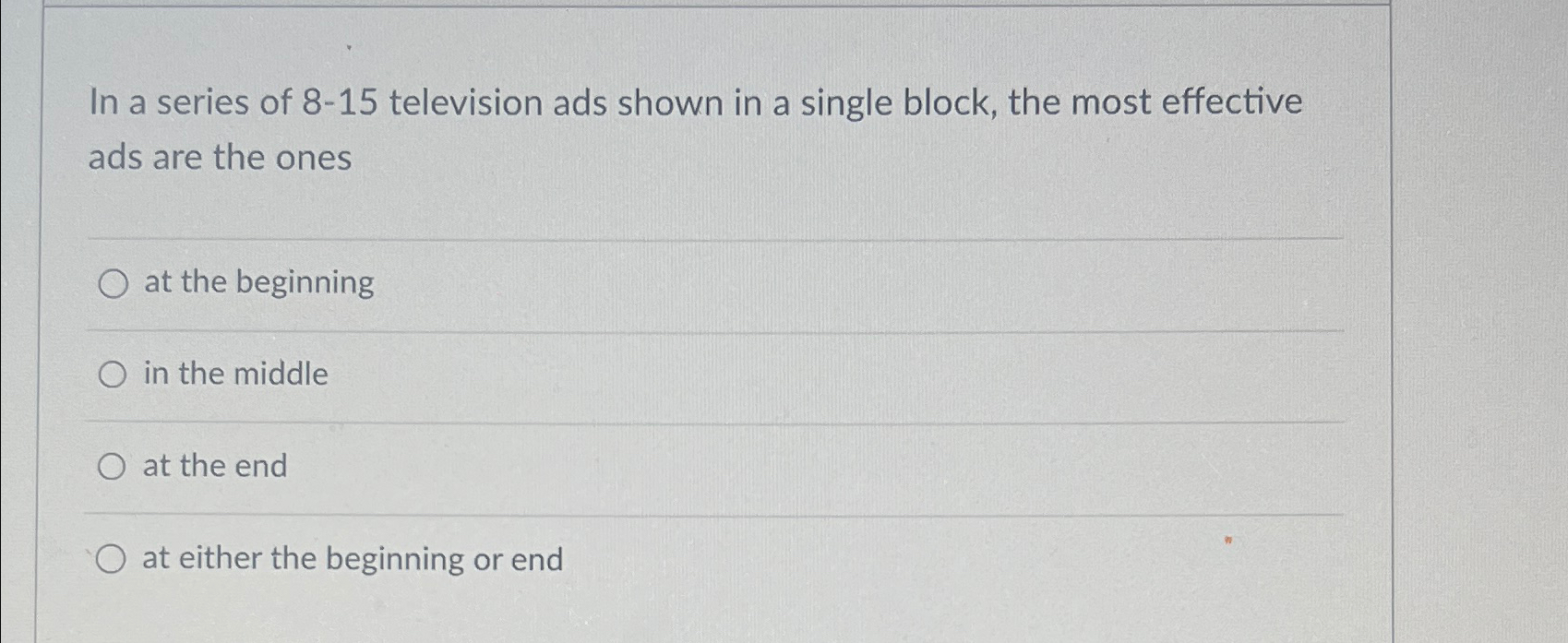 Solved In a series of 8-15 ﻿television ads shown in a single | Chegg.com
