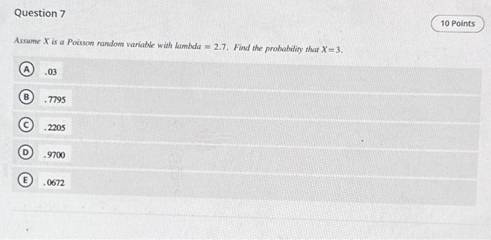 Solved Assume X Is A Poisson Random Variable With Lambda