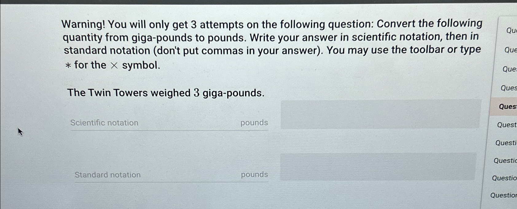 Solved Warning! You will only get 3 ﻿attempts on the | Chegg.com
