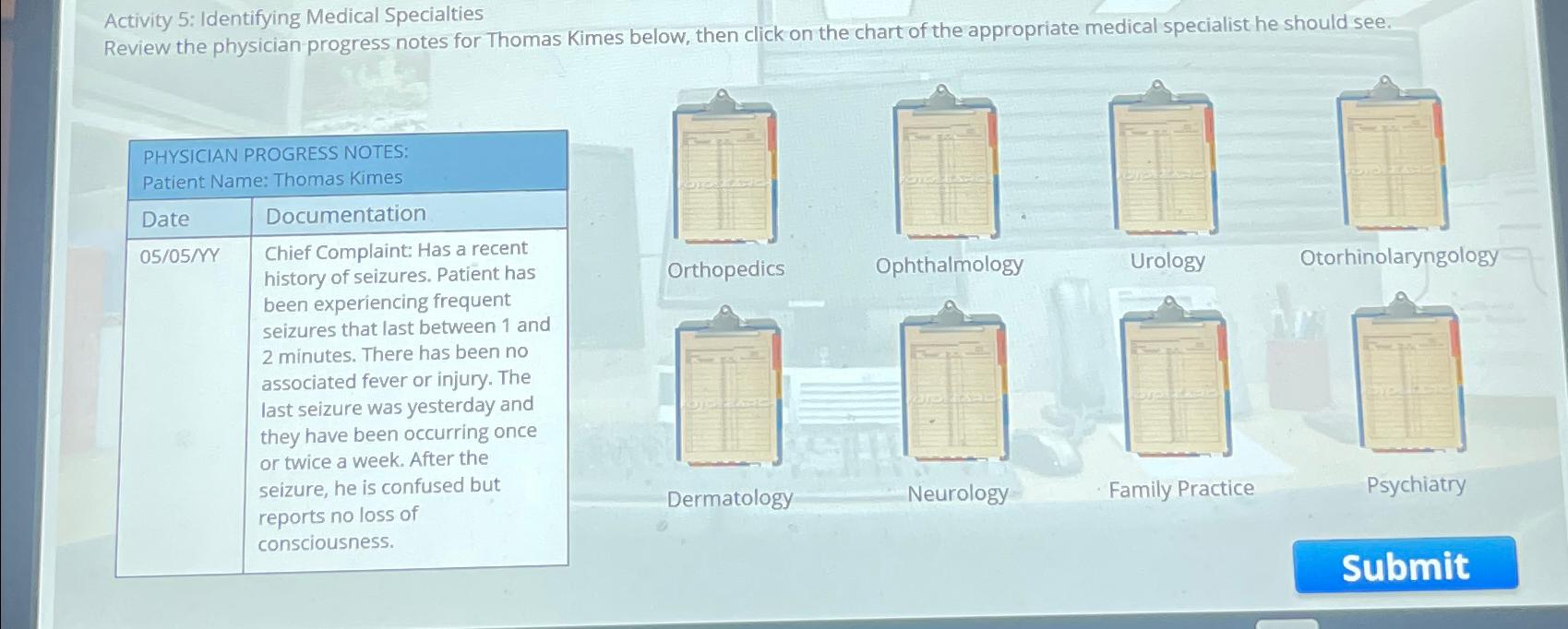 Solved Activity 5: Identifying Medical SpecialtiesReview the | Chegg.com