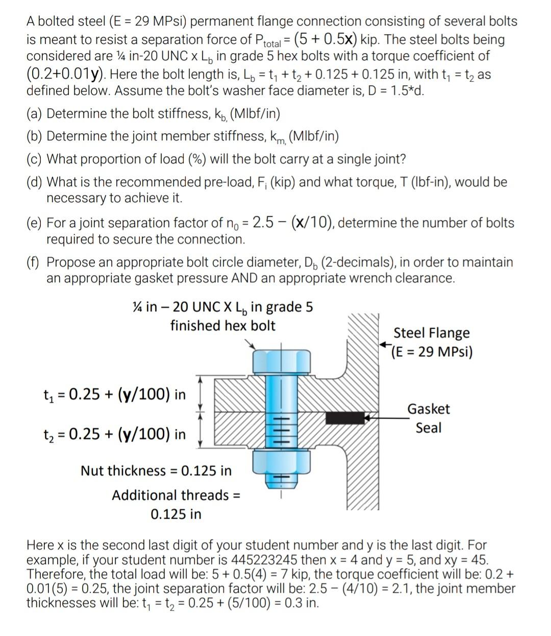 Solved A bolted steel (E = 29 MPsi) permanent flange | Chegg.com