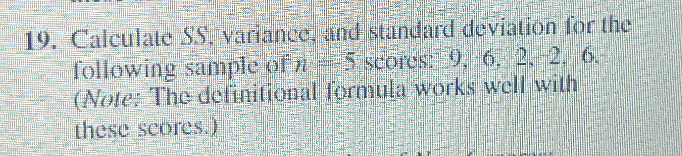 Solved Calculate SS, ﻿variance, and standard deviation for | Chegg.com