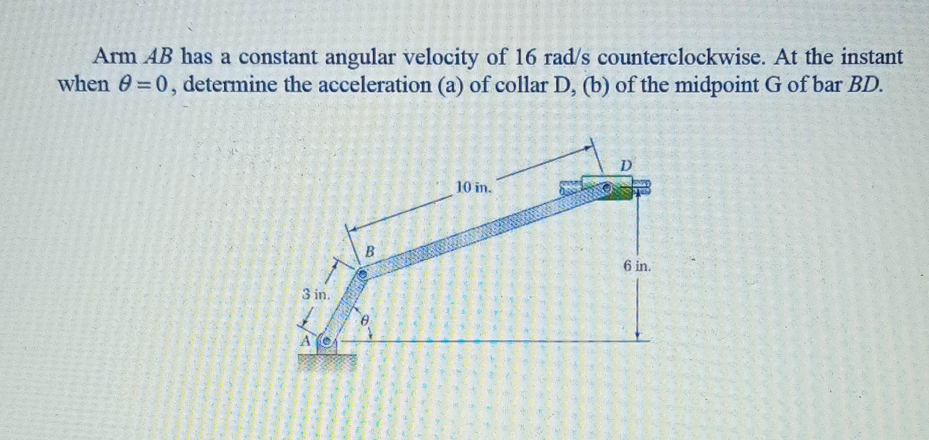 Arm AB has a constant angular velocity of 16rad/s | Chegg.com