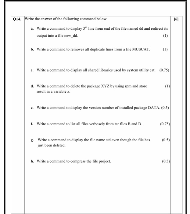 Solved Q14. Write the answer of the following command below: | Chegg.com
