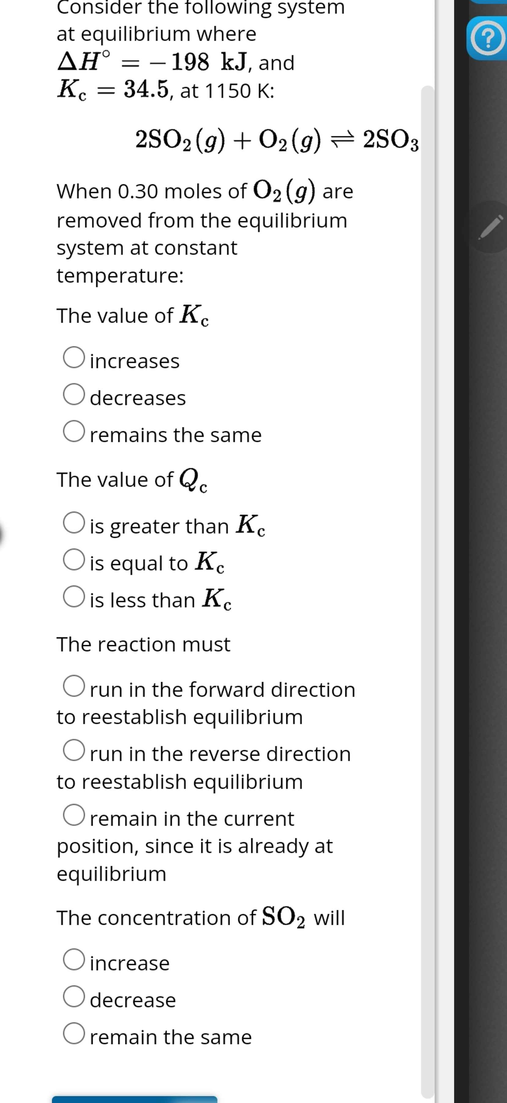 Solved Consider the following systemat equilibrium | Chegg.com