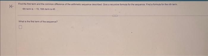 Solved 16 Find the first tarm and the common diference of | Chegg.com