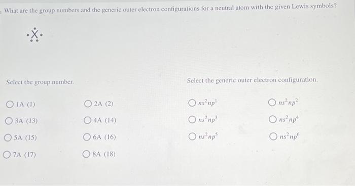 Solved What are the group numbers and the generic outer | Chegg.com