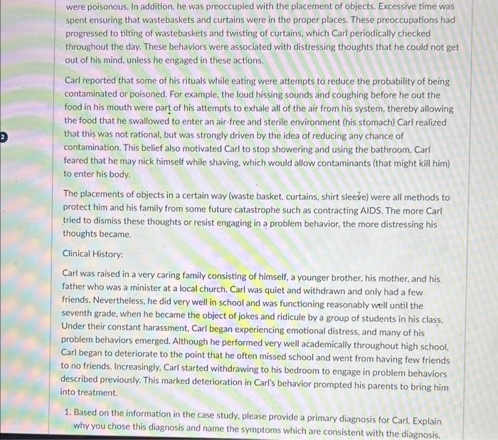 Case Study: At the time of his admission to the | Chegg.com