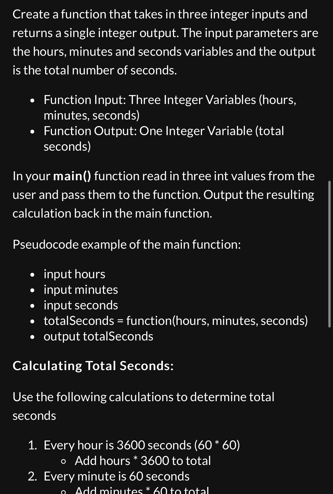 Solved Create A Function That Takes In Three Integer Inputs