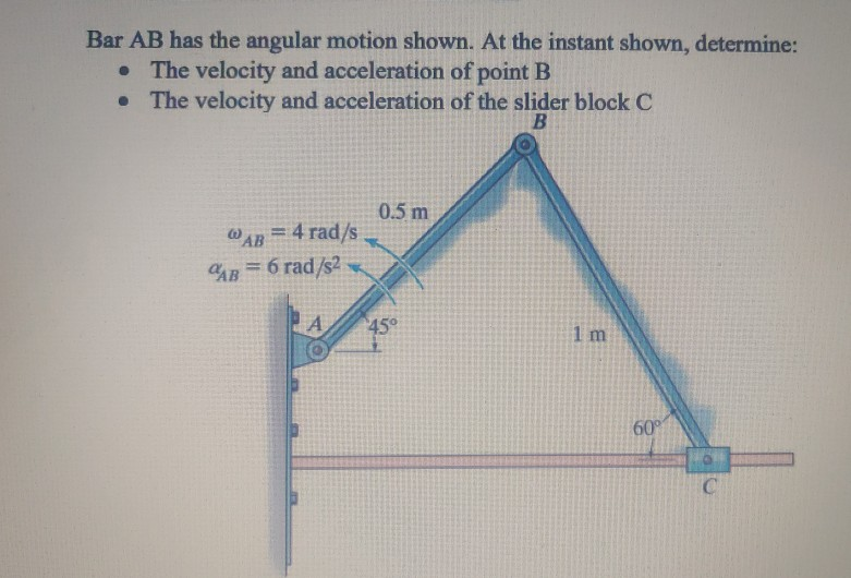 Solved Bar AB has the angular motion shown. At the instant | Chegg.com