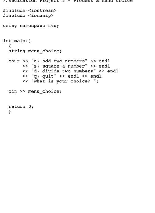 Solved Overview For this recitation project, write a program | Chegg.com
