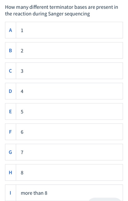 Solved How many different terminator bases are present in | Chegg.com