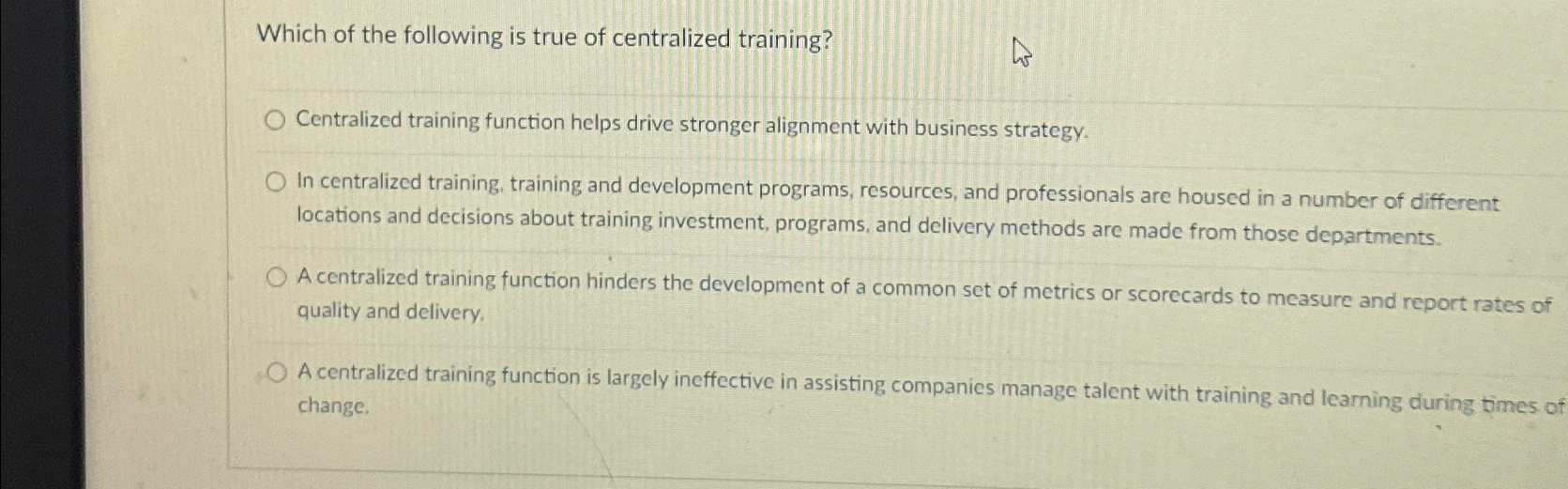 Solved Which of the following is true of centralized | Chegg.com