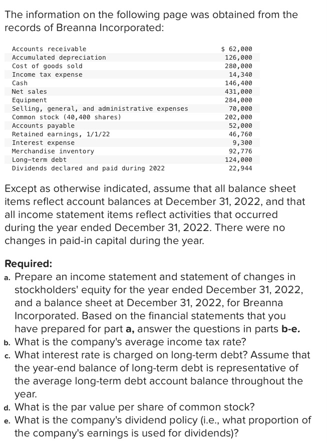 Solved The information on the following page was obtained | Chegg.com