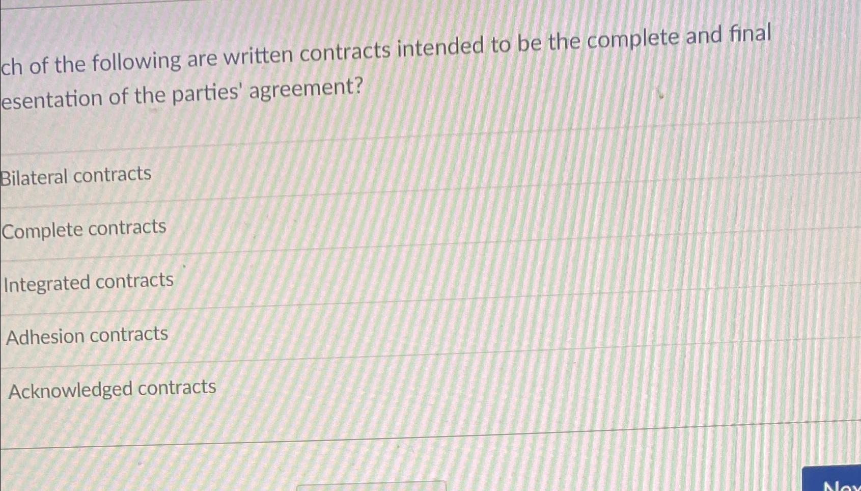 Solved ch of the following are written contracts intended to | Chegg.com
