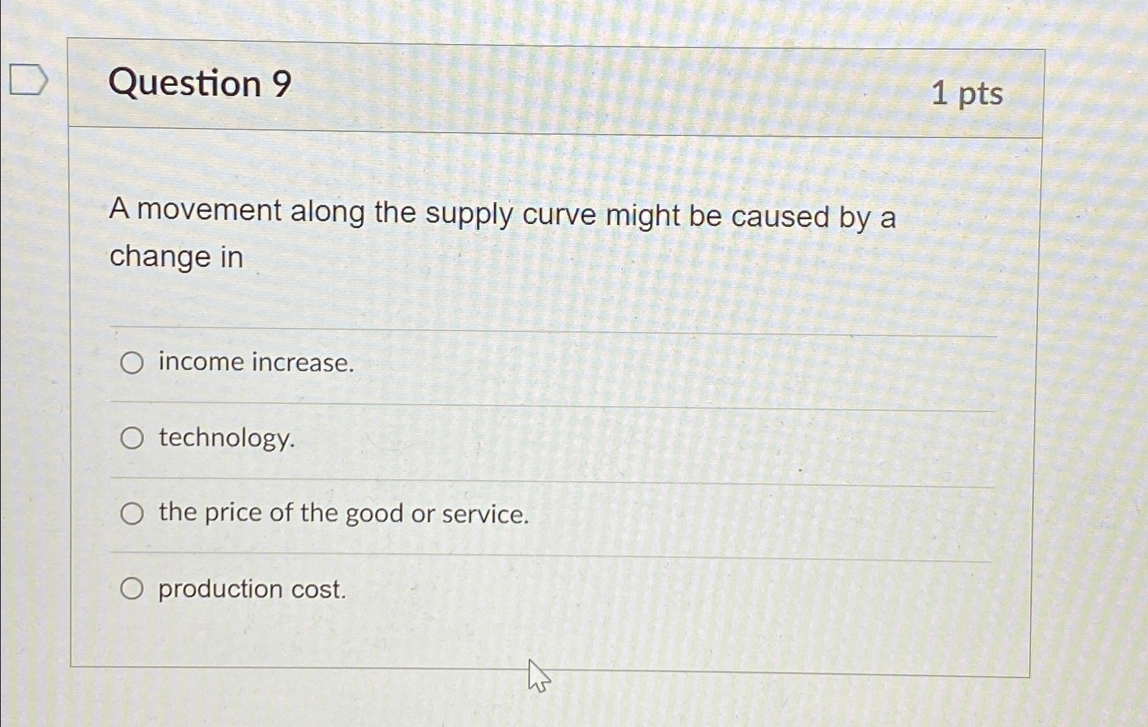 Solved Question 91 ﻿ptsA movement along the supply curve | Chegg.com