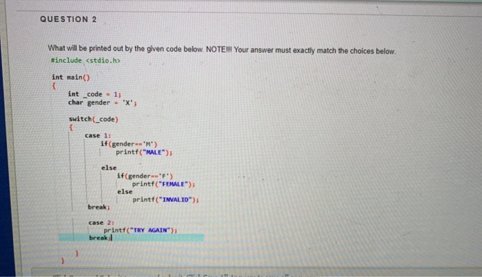 Solved QUESTION 2 What will be printed out by the given code | Chegg.com