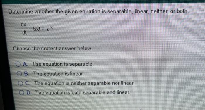 Solved Determine whether the given equation is separable, | Chegg.com