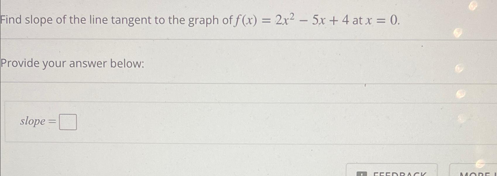 Solved Find slope of the line tangent to the graph of | Chegg.com