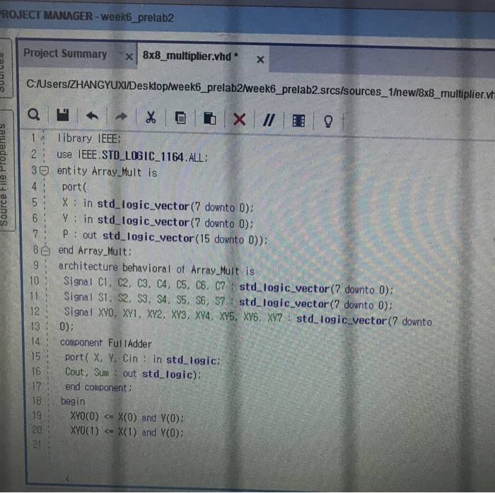 please use vhdl code to write 8x8 array multiplier! | Chegg.com