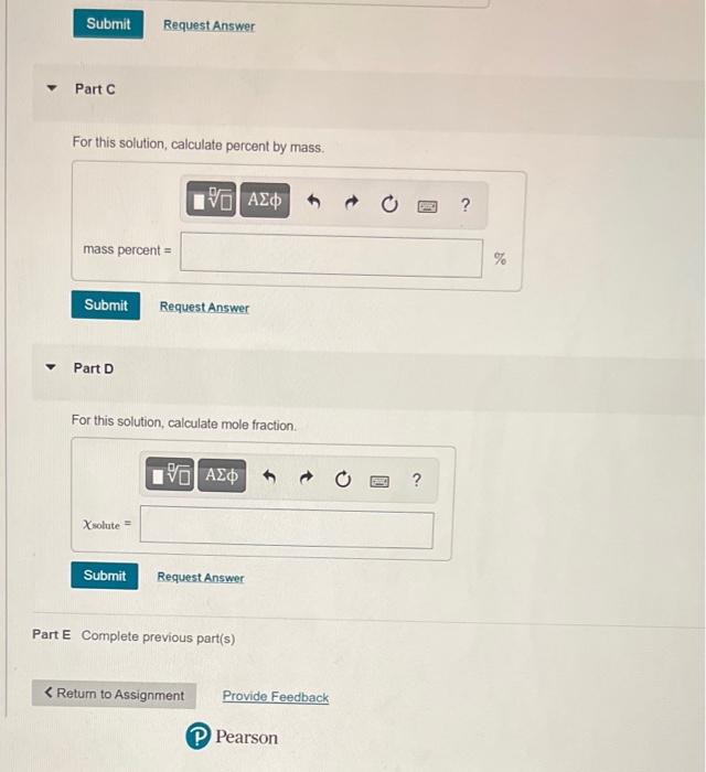 Solved Learning Goal: A solution is prepared by dissolving | Chegg.com