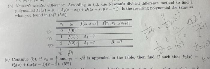 (b) Newton's divided difference: According to (a), | Chegg.com