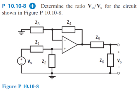 Solved P 10.10-8 o ﻿ Determine the ratio VoVs ﻿for the | Chegg.com