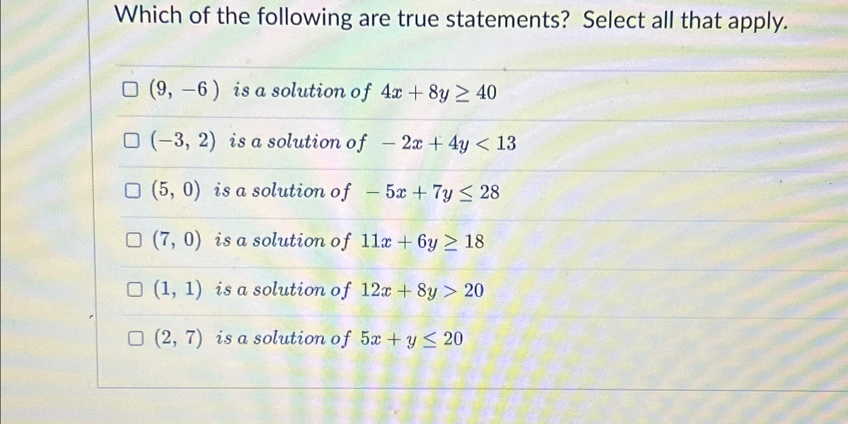 Which of the following are true statements? Select | Chegg.com