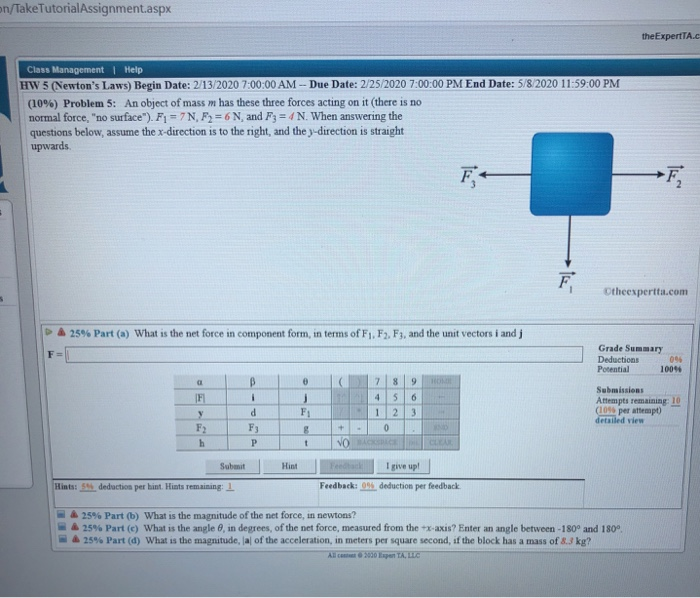 Solved on/TakeTutorialAssignment.aspx theExpertTA.C Class | Chegg.com