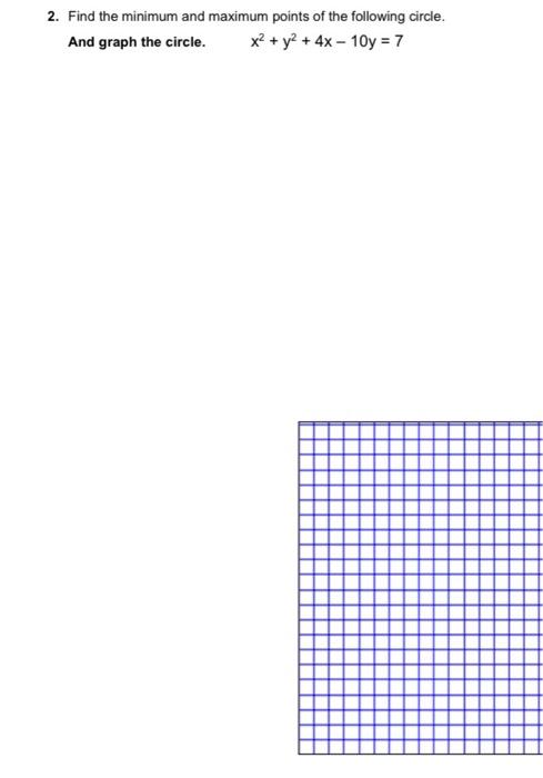 Solved 2. Find the minimum and maximum points of the | Chegg.com