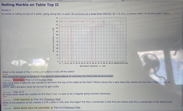 Solved Points: 4 A marble is rolling on top of a table, | Chegg.com